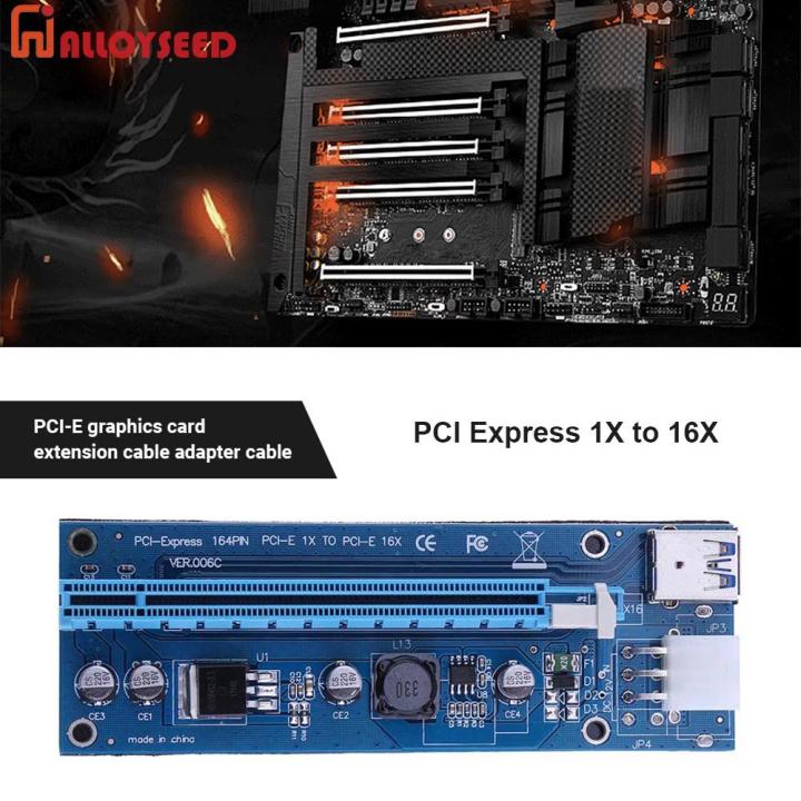 PCI-E Express 16X Riser Board with PCIe 6-Pin Power Port for BTC Mining ...
