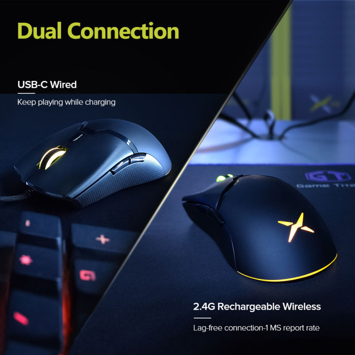 Delux M800 PMW3335 Wireless Mouse Gaming Delux M800DB Rechargeable ...