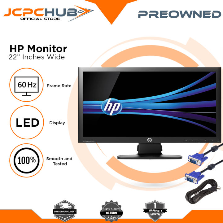 HP Monitor 22 Inches LCD / LED Wide with Free VGA and Power Cable PC ...
