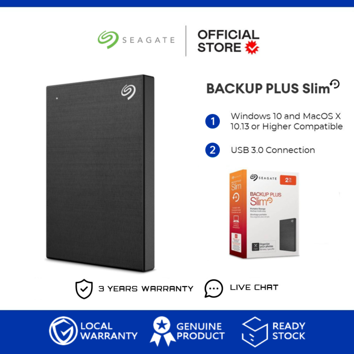 Seagate Plus Slim 1TB 2TB External Hard Drive For Mac and Windows Portable USB 3.0 External HDD ...
