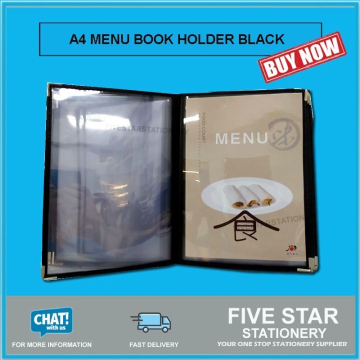 A4 Menu Book Holder Black (6 Pockets) 12pages | Lazada