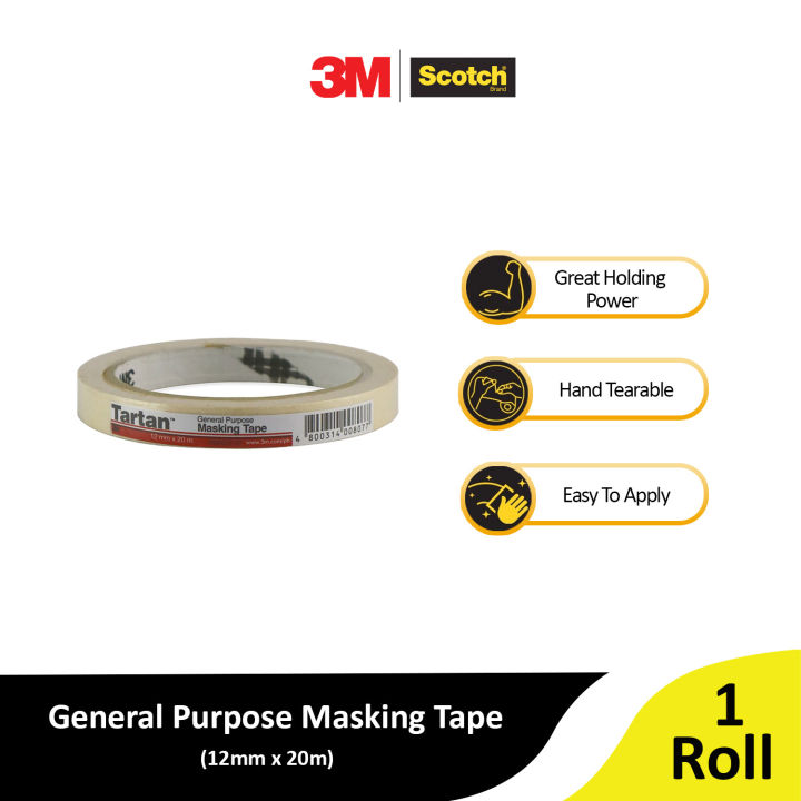 3M Scotch General Purpose Masking Tape 12mm x 20M MTM12 | Lazada PH