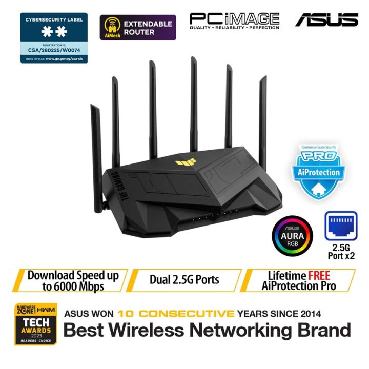 ASUS TUF Gaming AX6000 Dual Band WiFi 6 Network Gaming Router, Dual 2 ...