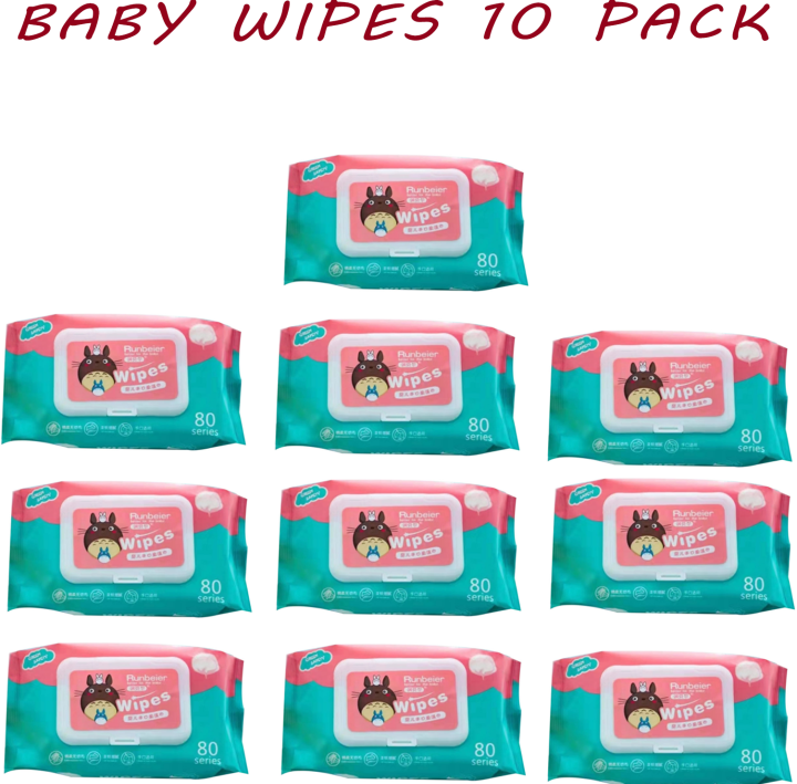 10 PACK Organic Baby Wipes Runbeile 80Pcs Per Pack 99% Water ...