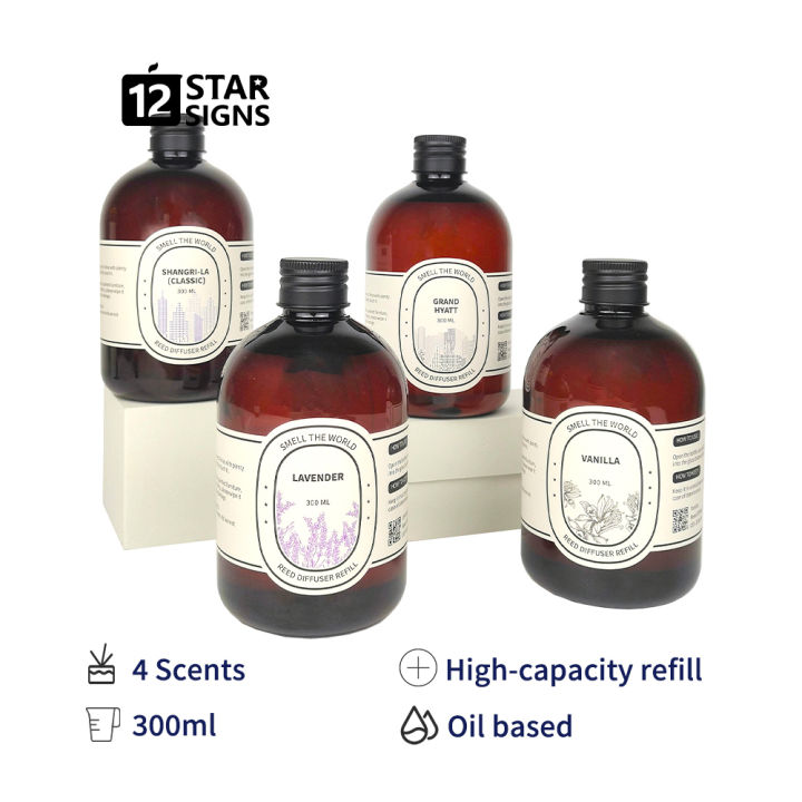12StarSigns Reed Diffuser 300ml Refill 100% Pure Oil Based Home ...