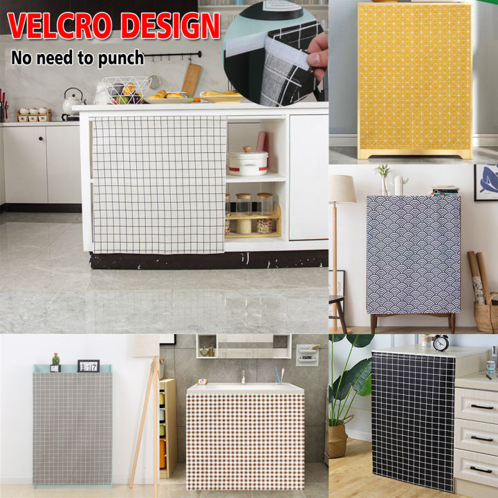 Velcro Cabinet Door Curtain Water Divider Shelter Curtain Small Cabinet ...