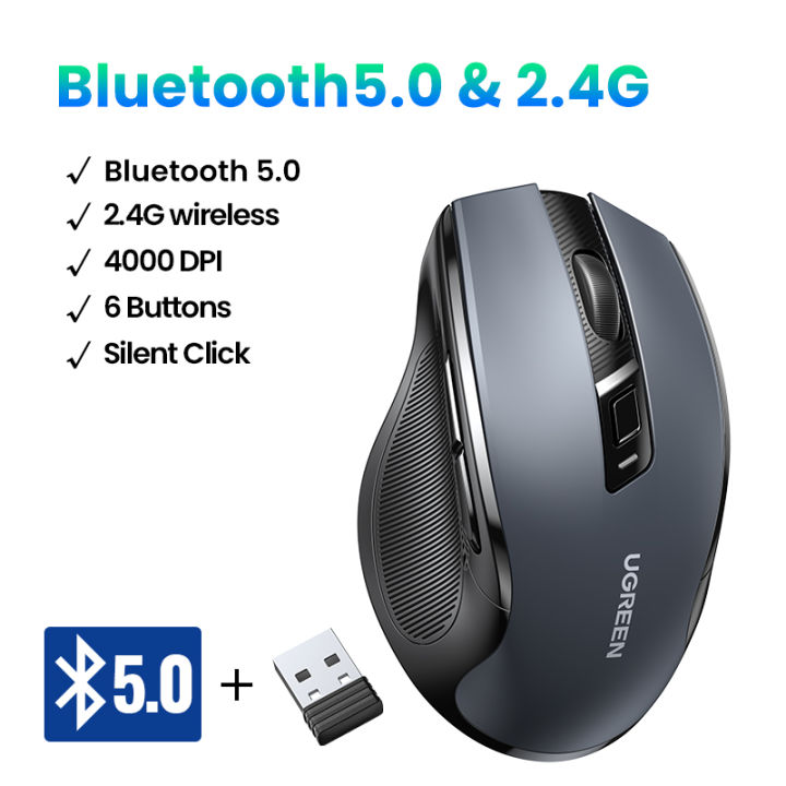 Chuột không dây Bluetooth 5.0 2.4G Ergonomic 4000 DPI 6 Nút tắt tiếng ...