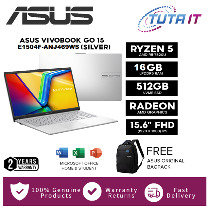ASUS VIVOBOOK GO 15 E1504F-ANJ469WS LAPTOP (RYZEN 5 7520U,512GB SSD,15. ...