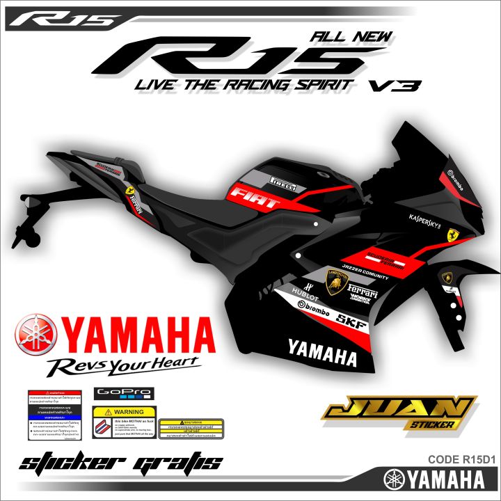 STIKER STRIPING R15 V3 STICKER MOTOR YAMAHA R15 KEREN LIS VARIASI MOTIF ...