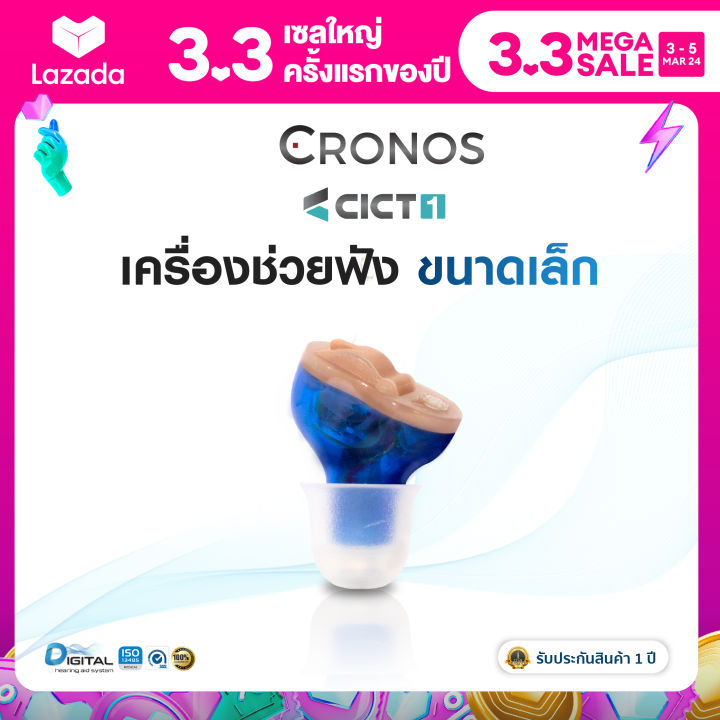 เครื่องช่วยฟัง CRONOS รุ่น CICT1 ระบบดิจิตอล2ชาแนล ขนาดเล็ก ลดเสียงรบ ...