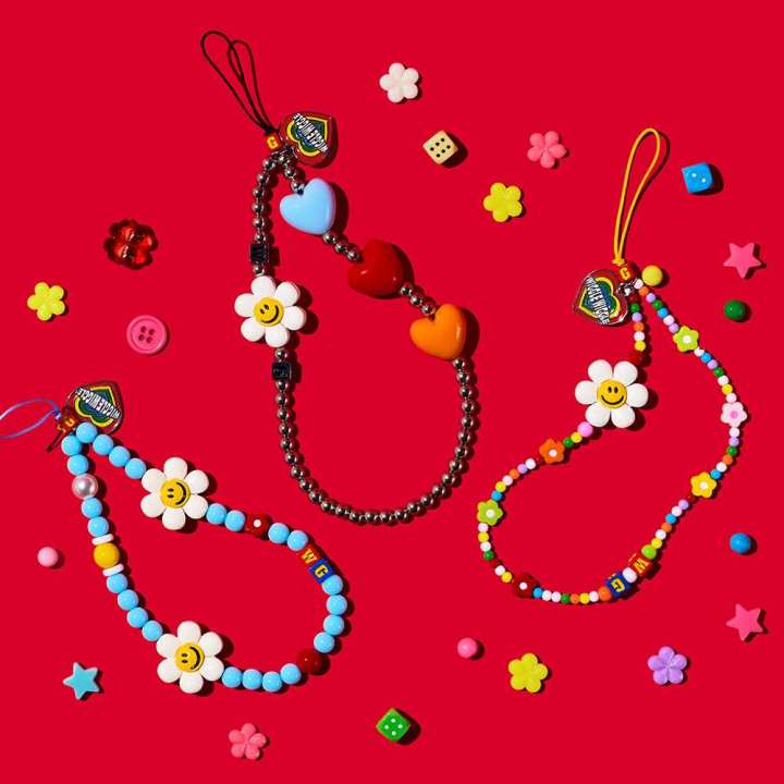 ( พร้อมส่ง ) Wiggle Wiggle Beads Phone Strap (Short) สายคล้องมือ ...