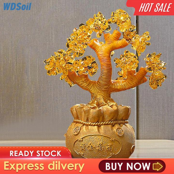 WDSoil Chinese Money Tree Desktop Crystal Bonsai Money Tree for Office ...