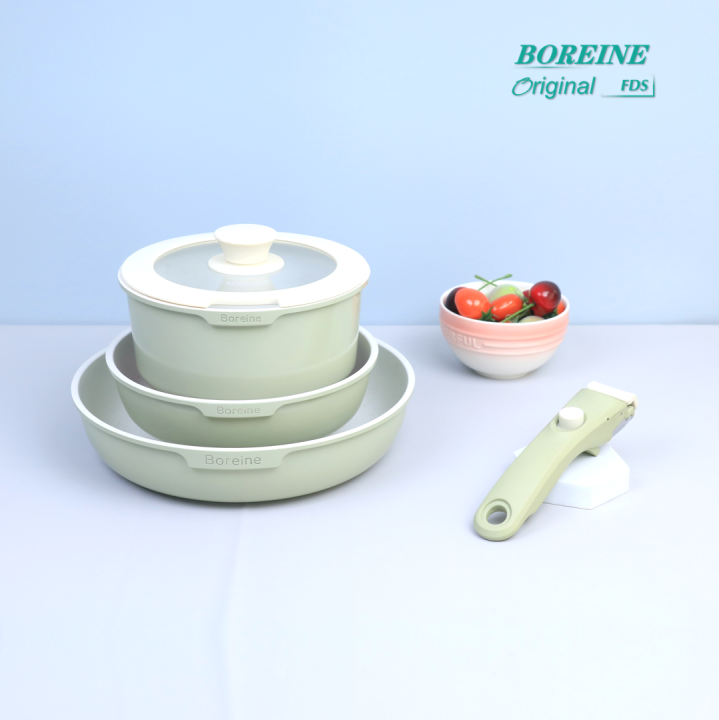 BOREINE Handle Removable Non-stick PFOA FREE Cookware Set Including 20 ...