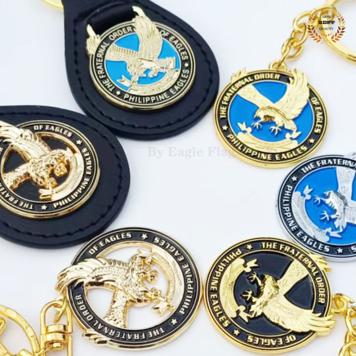 Eagles Fraternal Luxury Gold-Plated Leather Keychain Stamping Engraving ...