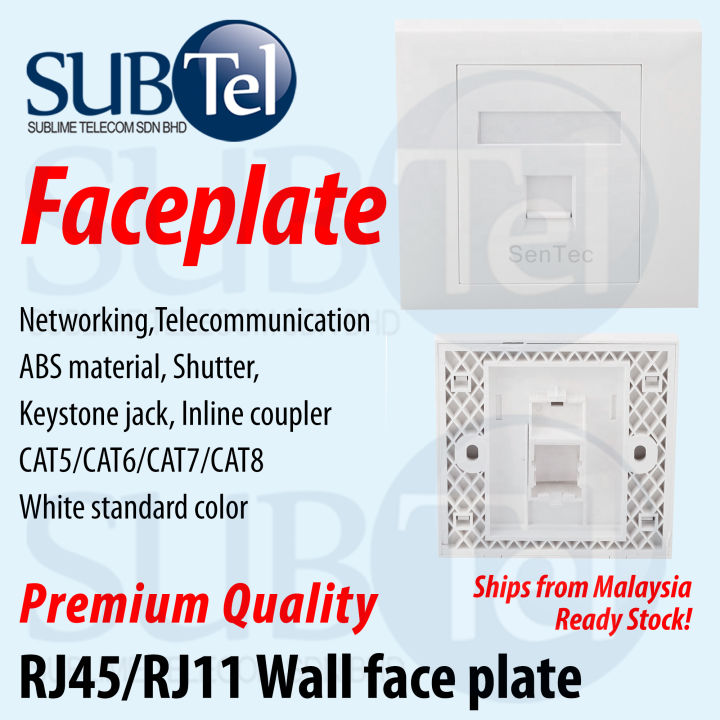 Wall Faceplate 1 Port Keystone RJ45 RJ11 Toolless CAT6 CAT7 Face Plate ...