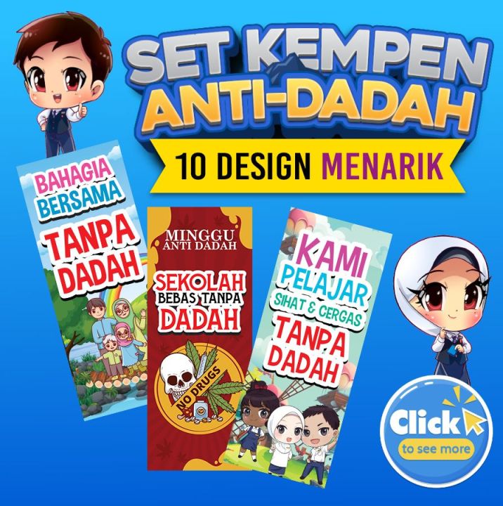 Set Kempen Minggu Anti-Dadah 10 Design Menarik Keceriaan Sekolah | Lazada