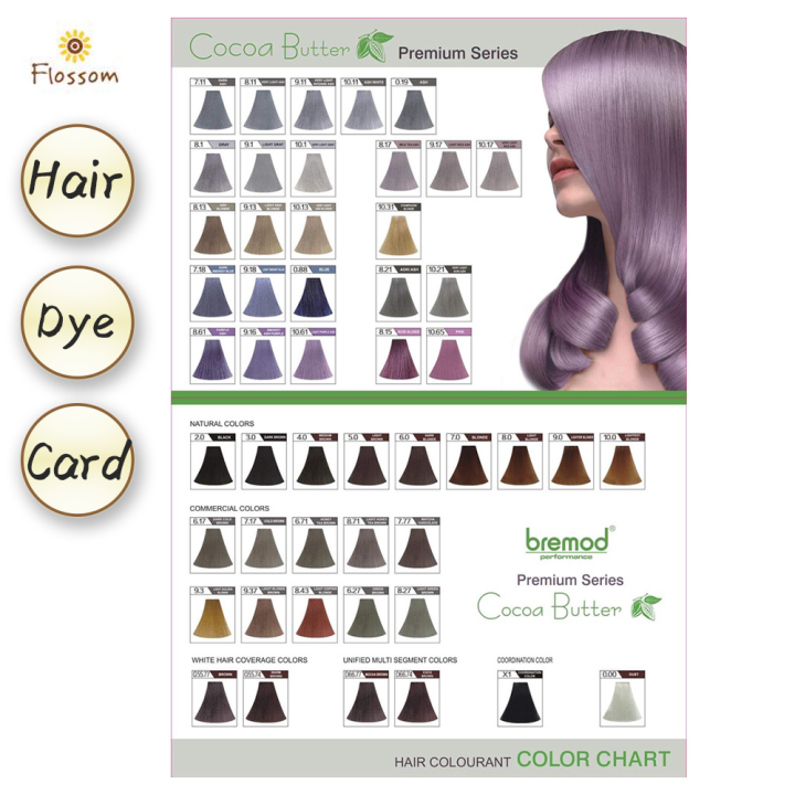 Bremod Premium Series Cocoa Butter Hair Color Dye Chart Color Card ...