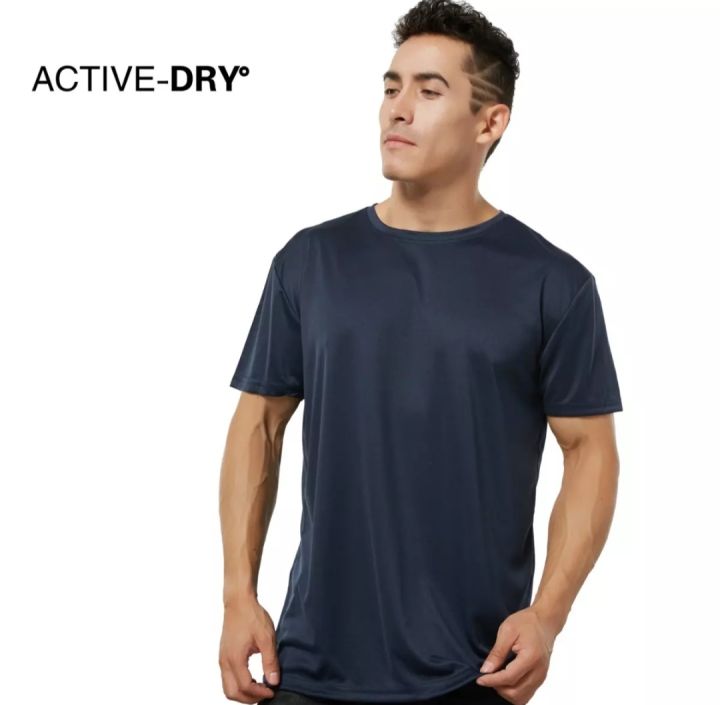 ACTIVE-DRY Plain Drifit T-Shirt NAVY BLUE O-Neck Sportswear for Fitness ...