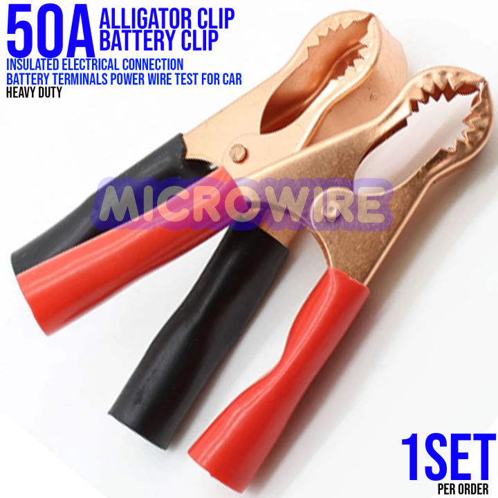 Alligator Clips 50A Insulated Electrical Connection Battery Terminals ...