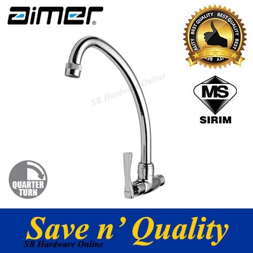 AIMER AMFC-3401 CHROME BRASS KITCHEN WALL SINK TAP | Lazada