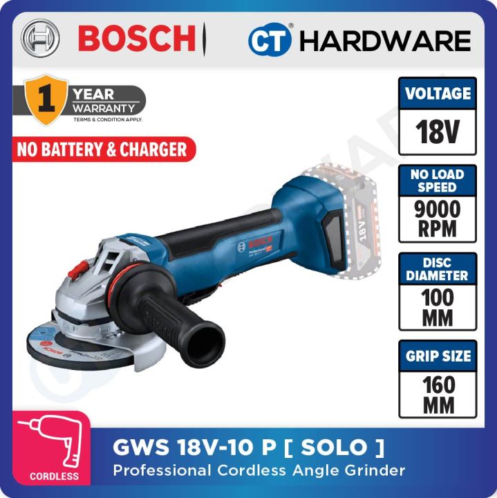 Bosch Gws 18v 10 P Professional Cordless Angle Grinder 18v Paddle