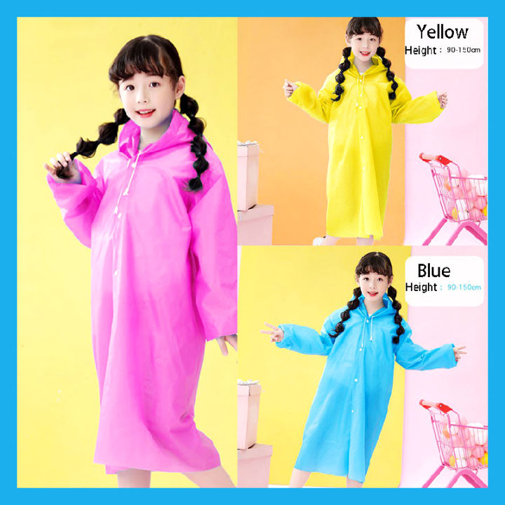 Plain Kids Raincoat Sleeve Cloak Full Over EVA Waterproof With Button ...