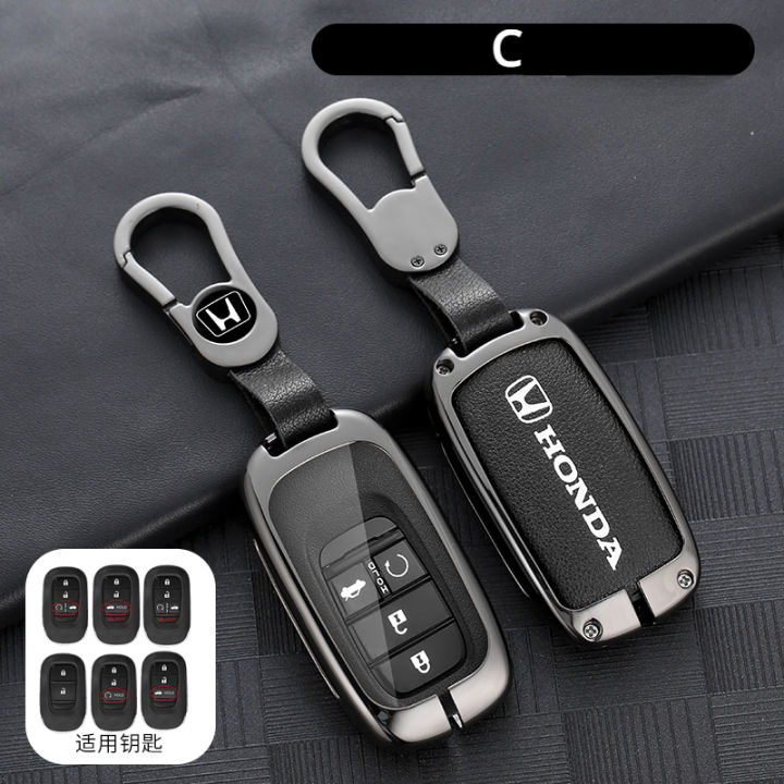 Zinc Alloy Genuine Leather Car Key Case Cover Smart Remote Fob Shell ...
