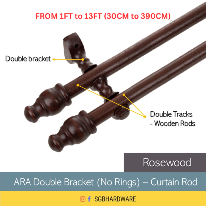 ARA WOODEN (No Ring&With Ring) DOUBLE TRACK CURTAIN ROD I DOUBLE CKET ...
