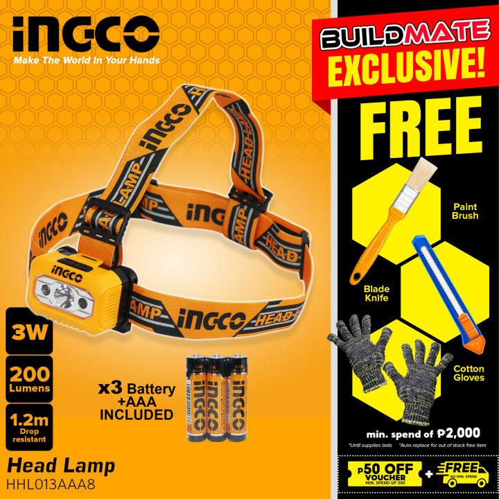 INGCO LED Head Lamp Rain Resistant HHL013AAA2 HHL013AAA8 100% ORIGINAL ...