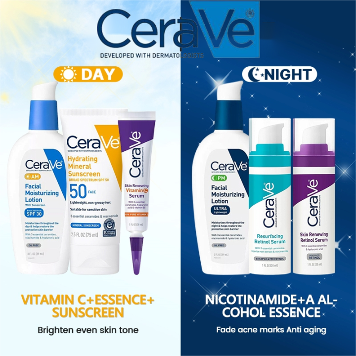 CeraVe set Resurfacing Retinol Serum vitamin C Skin Renewing Facial ...