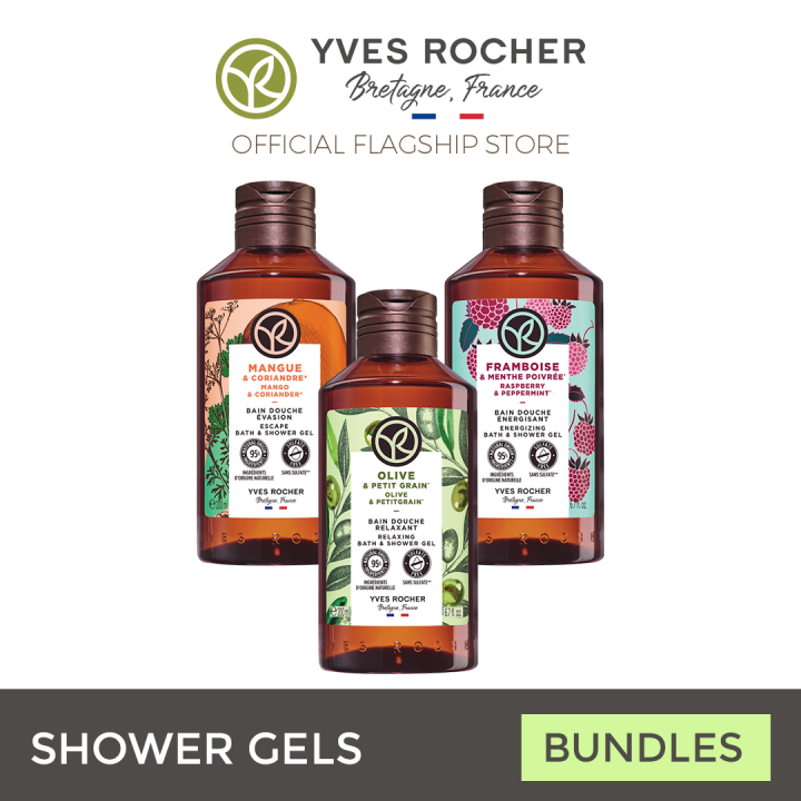 Body Wash Shower Gel Bundle of 3 by YVES ROCHER Original 200ml - Shower ...
