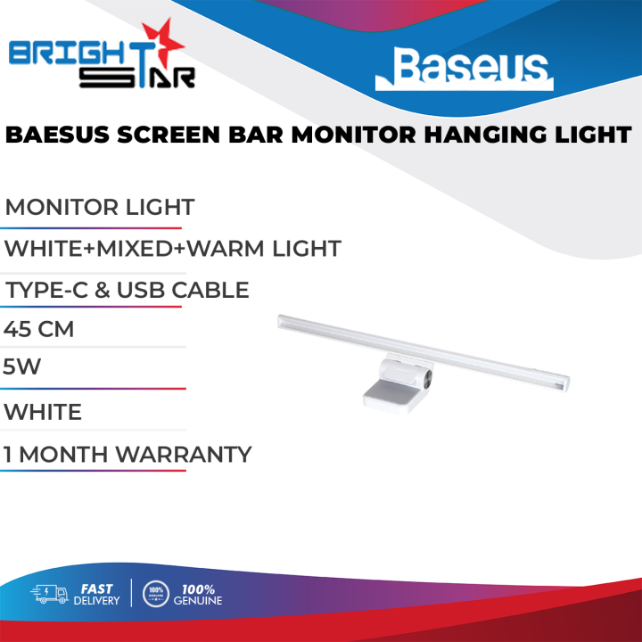 Baseus Screen Bar Monitor Hanging Light Black / White | Lazada