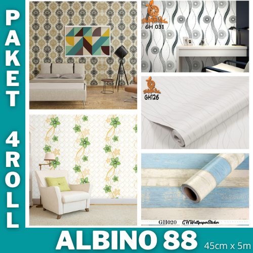 PAKET 4 ROLL Wallpaper Sticker Dinding Walpaper Stiker Ruang Tamu Walpeper Tembok Kamar Tidur ...