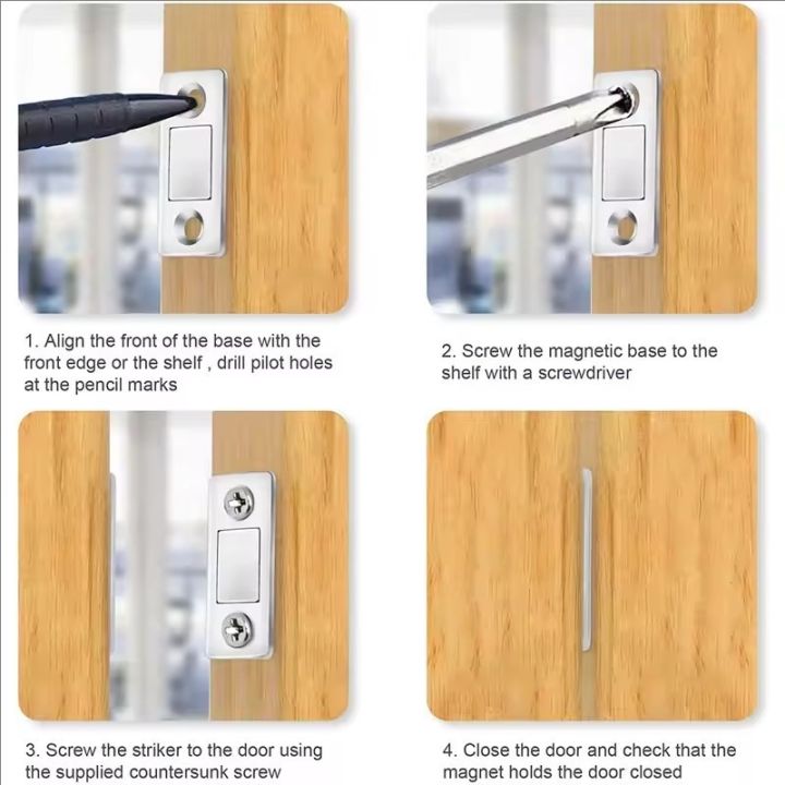 12Sets Strong Magnetic Cabinet Catches / Ultra-Thin Magnetic Door Catch ...