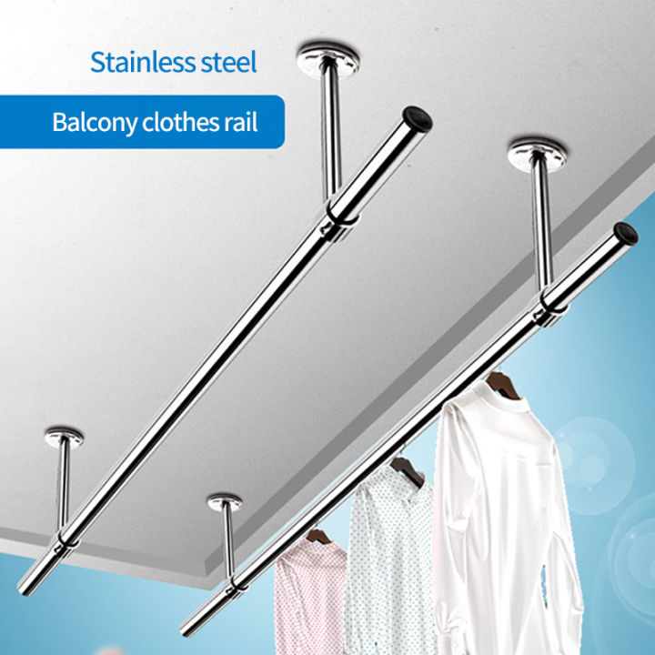 Balcony Clothes Drying Rack Fixed Clothes Rail （One Bar and Two ...