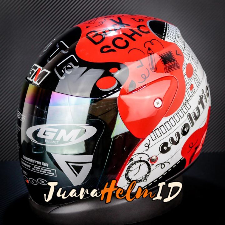 GM HELM EVO NOTE / RED BLACK / DEWASA HALF FACE | Lazada Indonesia