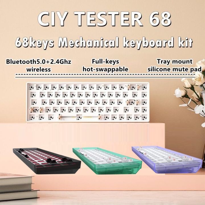 Teamwolf CIY Tester 68 Keyboard Kit GK68 65% Layout 2.4G/Bluetooth ...