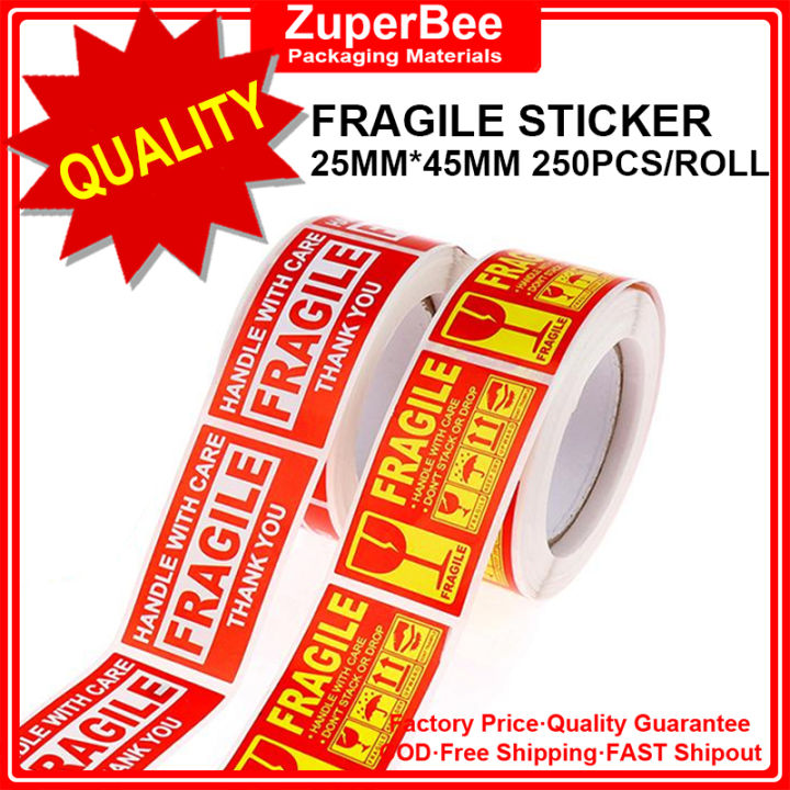 Fragile Sticker 250pcs 25*45mm Fragile Tape Sticker Label Handle with ...