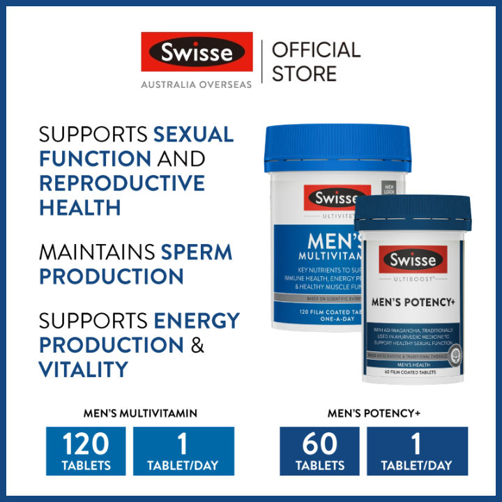 Swisse Men's Charisma Duo Pack (Men's Multivitamin 120 Tablets & Men's Potency+ 60 Tablets ...