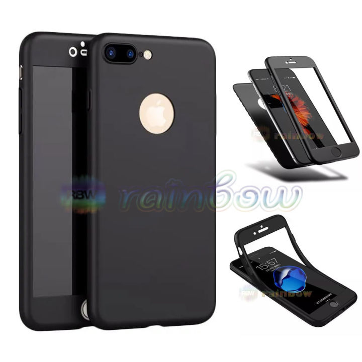 Case 360 For Apple iPhone 7 Plus 5.5 inch Black 2in1 Baby Skin Softcase Full Body for iPhone 7 ...