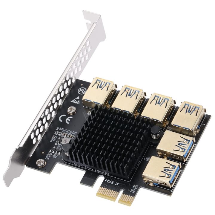 PCIe 1 to 6 PCI Express 16X Riser Card USB 3.0 Adapter Converter PCIE ...