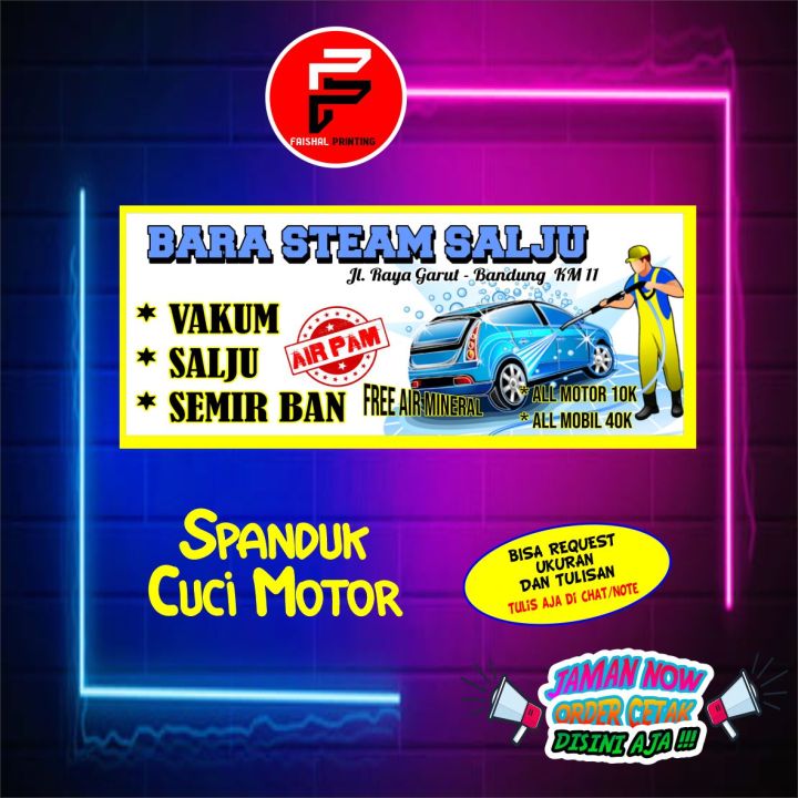 Spanduk Cuci Mobil / Banner Cuci Motor / Spanduk Cuci Steam / Spanduk ...
