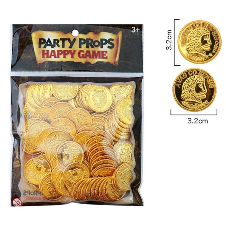 Pirate Gold Coins Plastic Set of 100,Play Gold Treasure Coins for Play ...