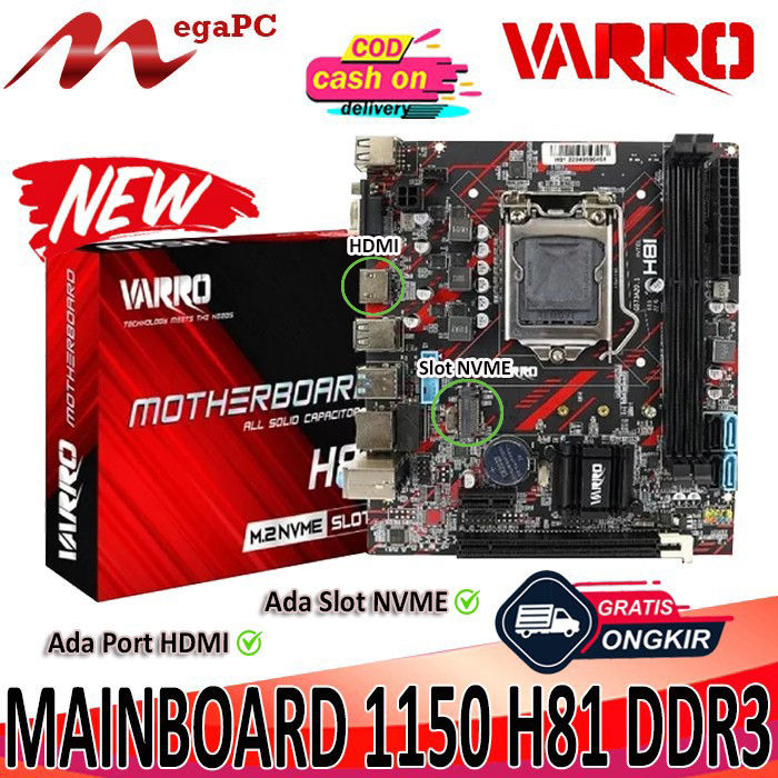 Motherboard Mainboard DDR3 Socket 1150 H81 VARRO M.2 NVME SLOT | Lazada ...