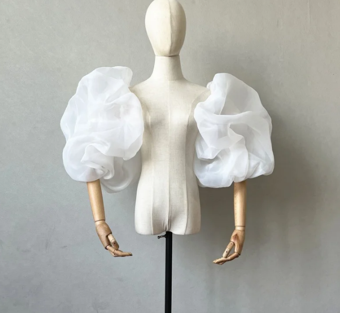 Organza Bridal Sleeves Detachable Fluffy Organza Covering Breasts for ...