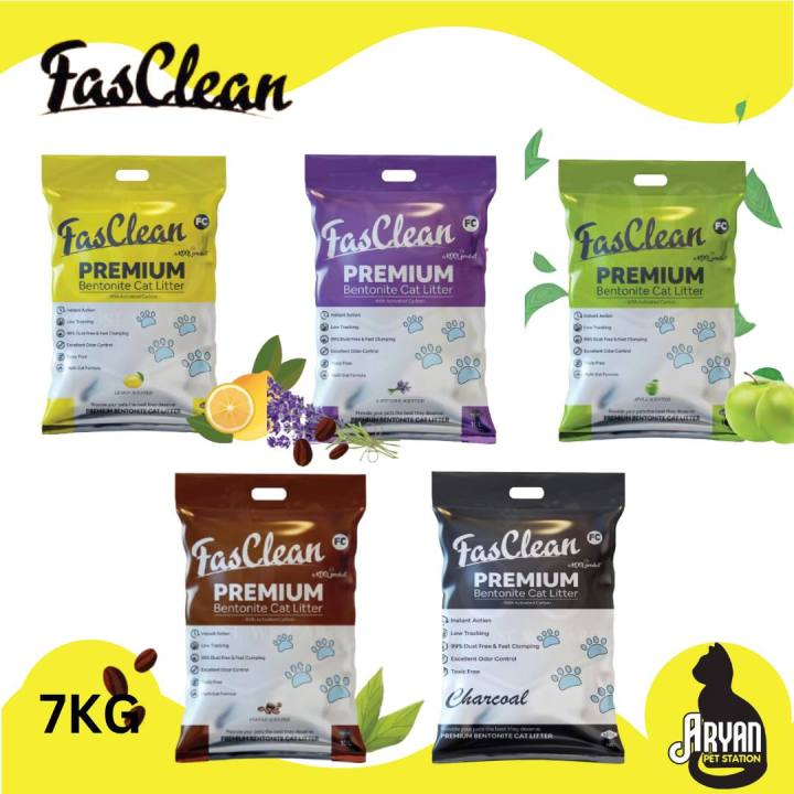 (7KG) Fas Clean Premium Bentonite With Activated Carbon Cat Litter 10L ...