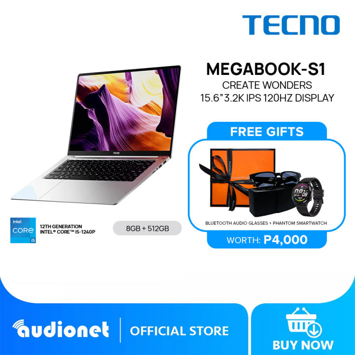 TECNO Megabook-S1 Laptop | 16GB RAM + 1TB STORAGE | Intel® Core™ 12th Gen i5-1240P | 15.6” IPS 3 ...