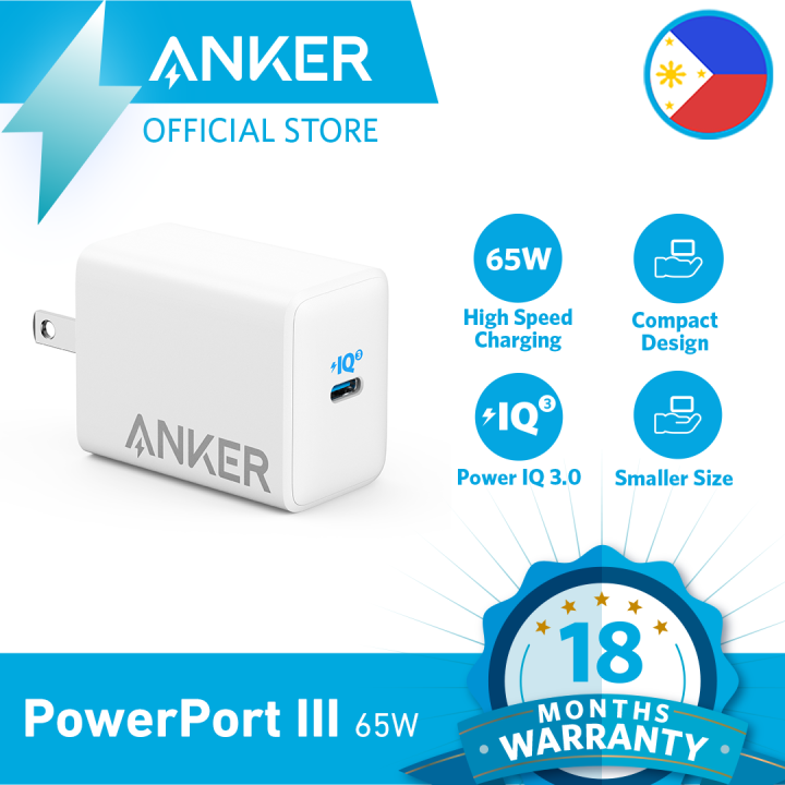 Anker PowerPort III 65W Pod Lite, USB-C Rapid Charger, with PowerIQ 3.0 (Gen2), PPS Standard ...