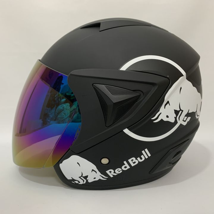 Helm JP13 RedBull (Putih) Hitam Doff - Polos Solid - Single Visor ...