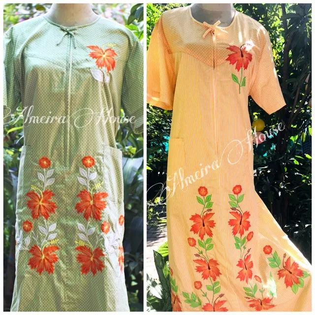 DASTER BORDIR MALANG LENGAN PENDEK MOTIF BUNGA KATUN JEPANG - BUSUI ...